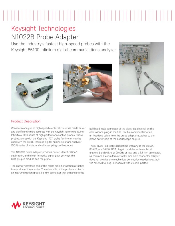 N1022B Probe Adapter – Flyer PDF Asset Page | Keysight